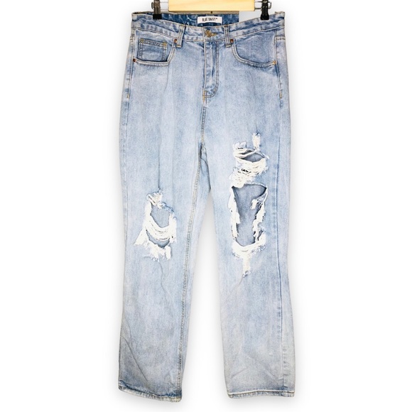 Blue Savvy | Jeans | Blue Savvy Denim Mom Jeans Ripped Off Cutout Knees ...